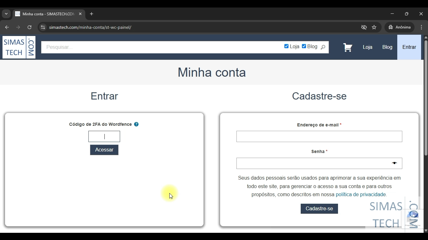 3 passos para criar uma conta no site - SIMASTECH.COM